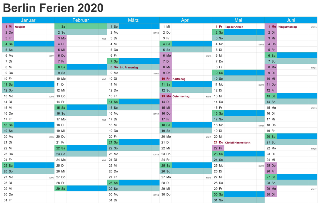 Kalender Berlin 2020 Zum Ausdrucken PDF | The Beste Kalender