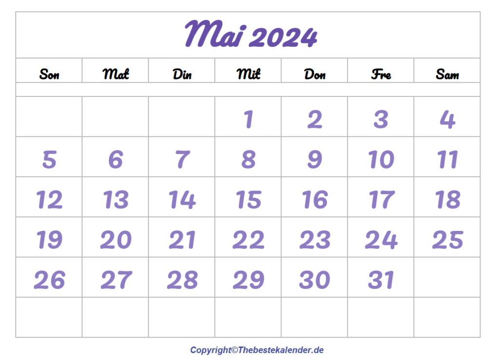 Mai Kalender 2024 | The Beste Kalender