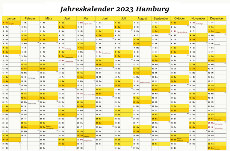Kalender 2023 Hamburg Mit Feiertagen