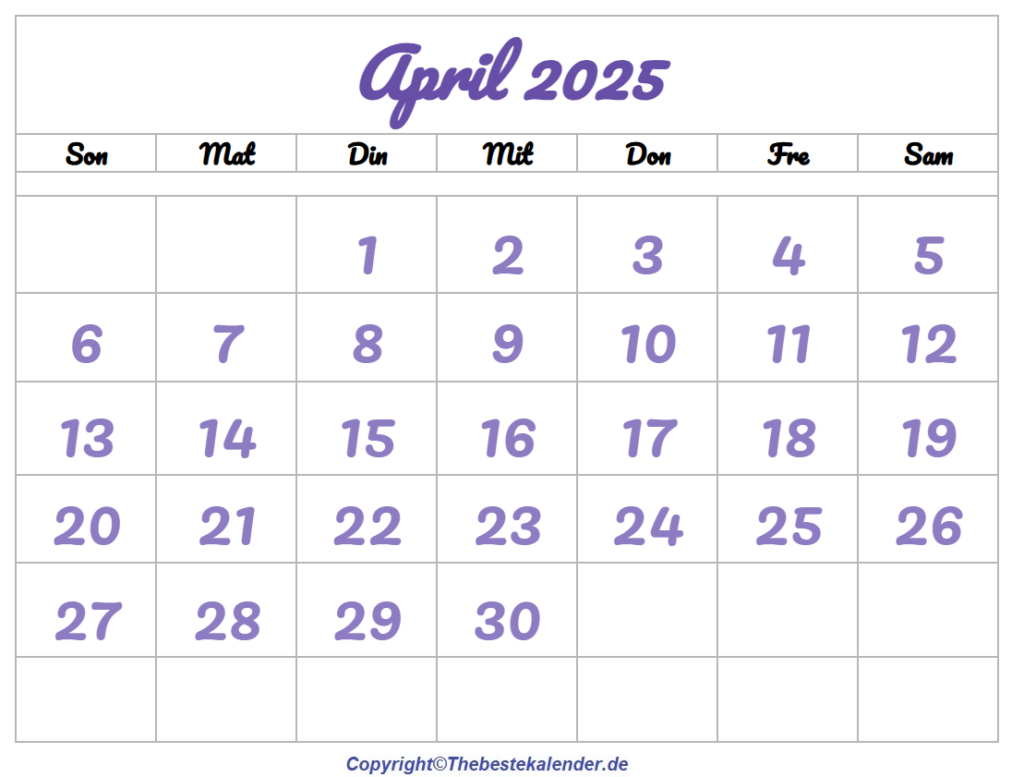 Kalender April 2025 Ausdrucken | The Beste Kalender